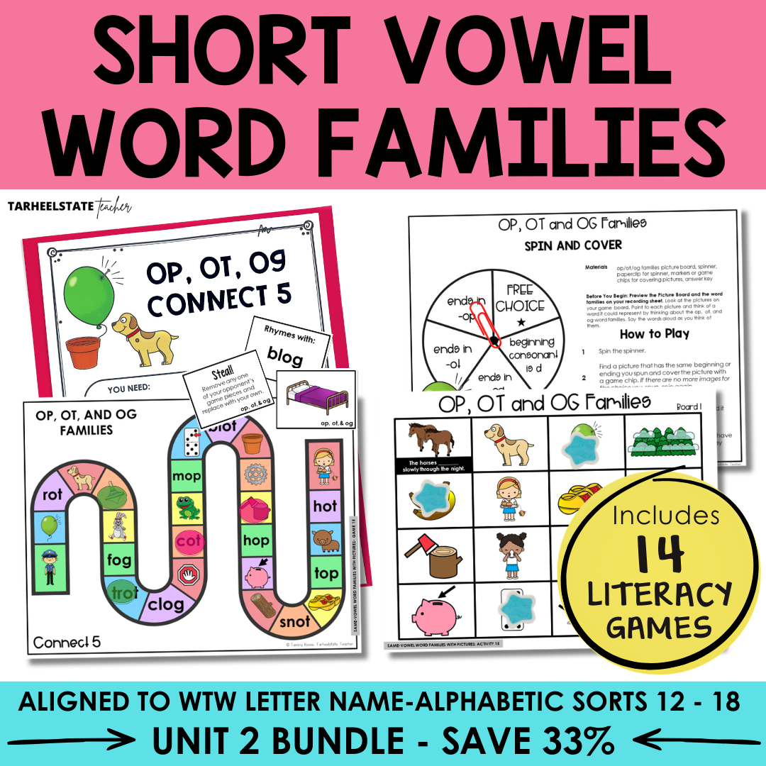 Short Vowel CVC Word Family Games and Activities – Tarheelstate Teacher