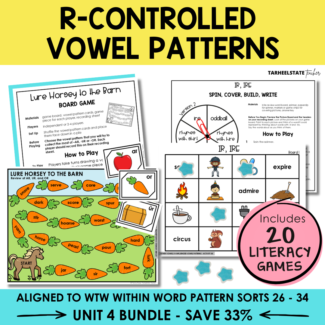 R-Controlled Vowel Patterns Unit 4 Within Word Pattern Games Bundle ...