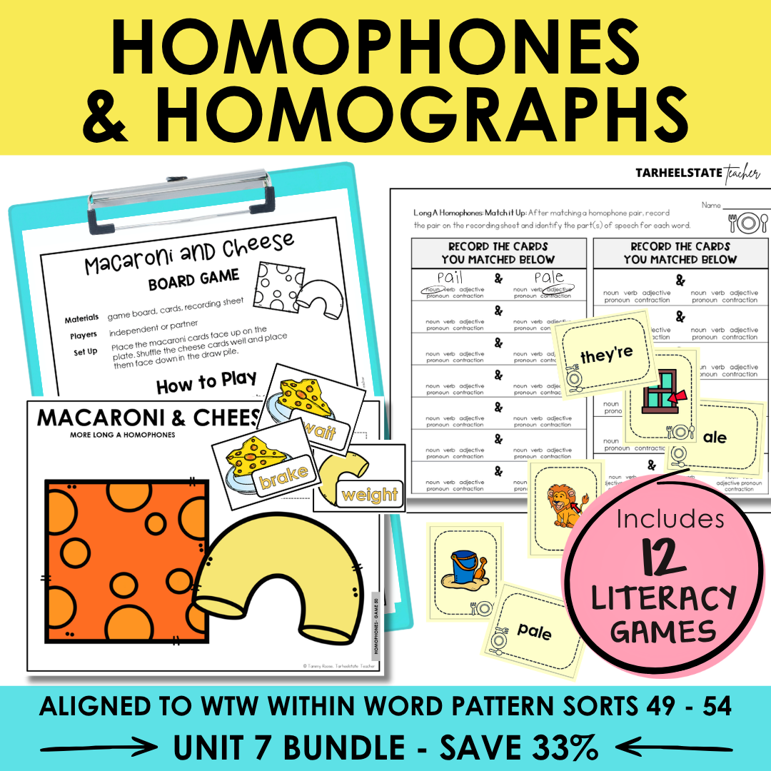 Homophones & Homographs Unit 7 Within Word Pattern Games Bundle ...