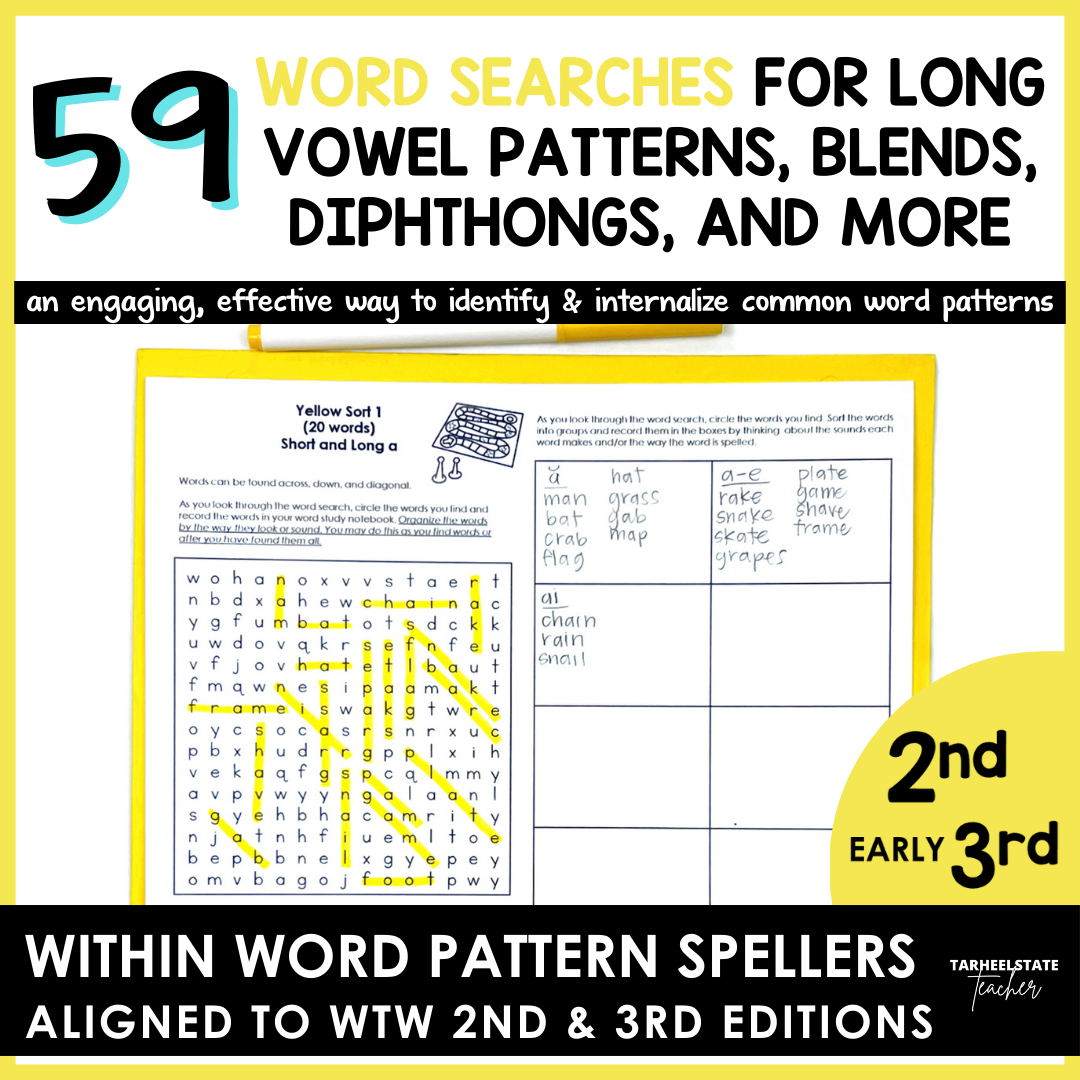 Within Word Patterns Word Search Activities – Tarheelstate Teacher